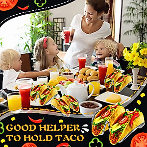 Set of 6 Taco Holders Stainless Steel Taco Stand for 2 Hard or Soft Tacos Taco Shell Holder Stand Taco Tray Taco Rack for Baking Taco Bar Gifts Accessories, Dishwasher Safe