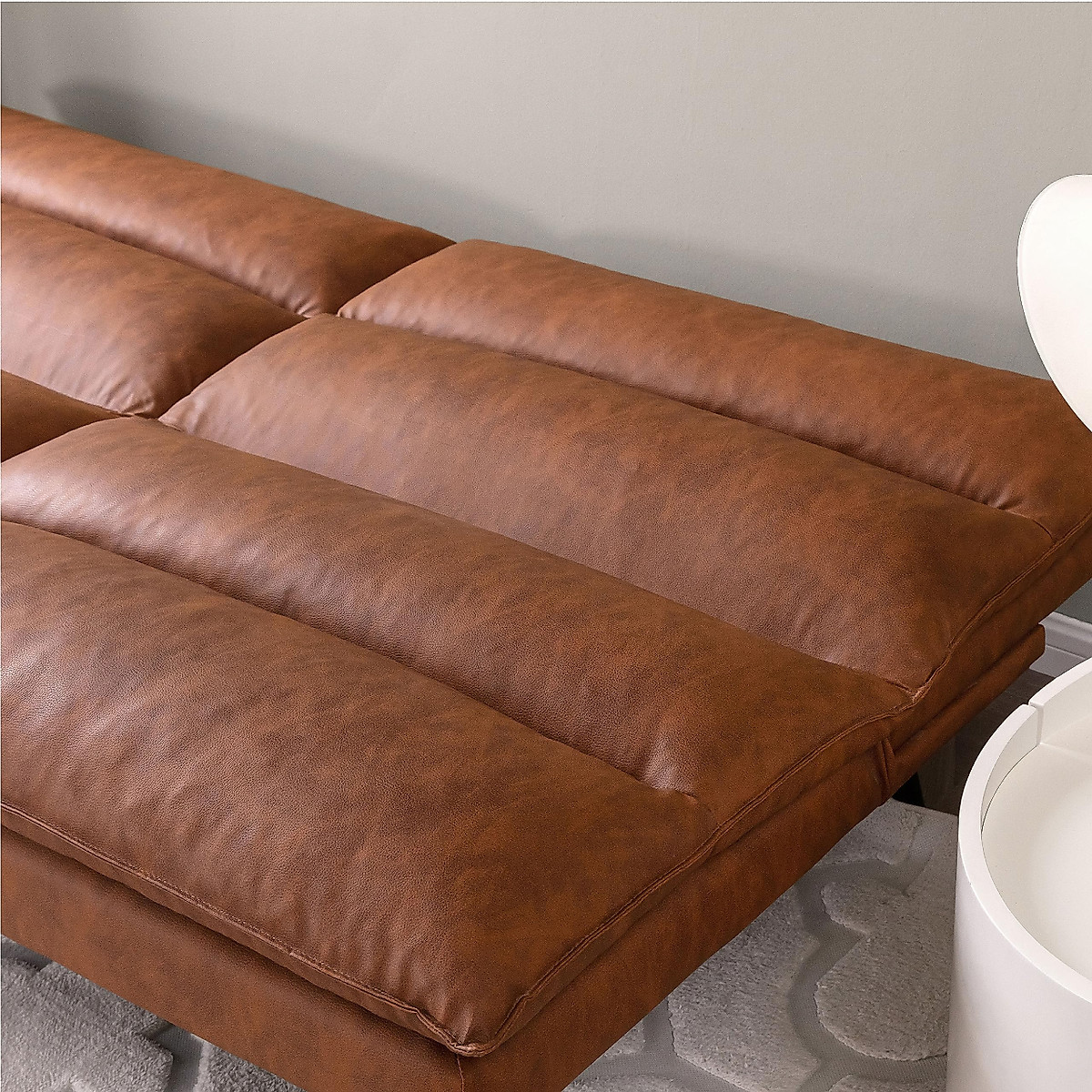 CH CHARME HOUSE Convertible Bed, Multi-Functional Design futon Couch with Adjustable Backrest, Modern Sleeper Sofa for Office, Living Room and Bedroom, Brown