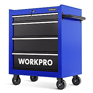 WORKPRO 4-Drawer Tool Chest, 26-Inch Rolling Metal Tool Storage Cabinet With Casters, Locking System, Drawer Liner, 450 lbs Load Capacity, for DIY Projects, Home Improvement, Auto Mechanics