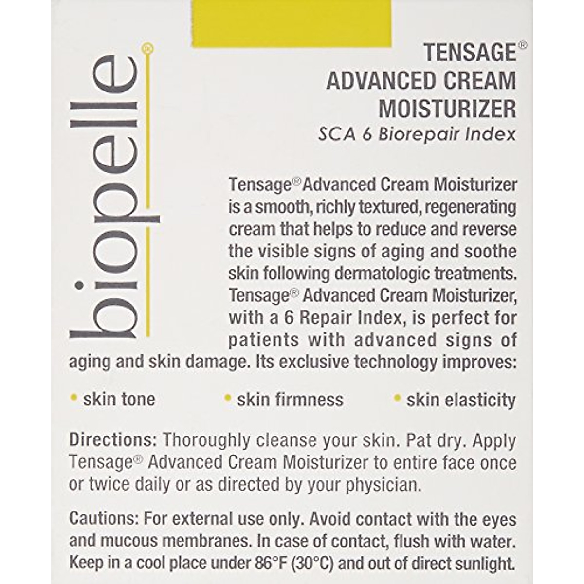 Biopelle Tensage Growth Factor Advanced Cream Face Moisturizer with SCA 6 Biorepair Index, 1 Oz