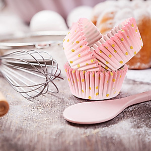 Funtery 300 Count Pink Cupcake Liners Pink Gold Bridal Shower Cupcake Wrappers Cupcake Wrappers Decorations Paper Cupcake Liners for Baking Baby Bridal Shower Wedding Birthday Tea Party Decorations