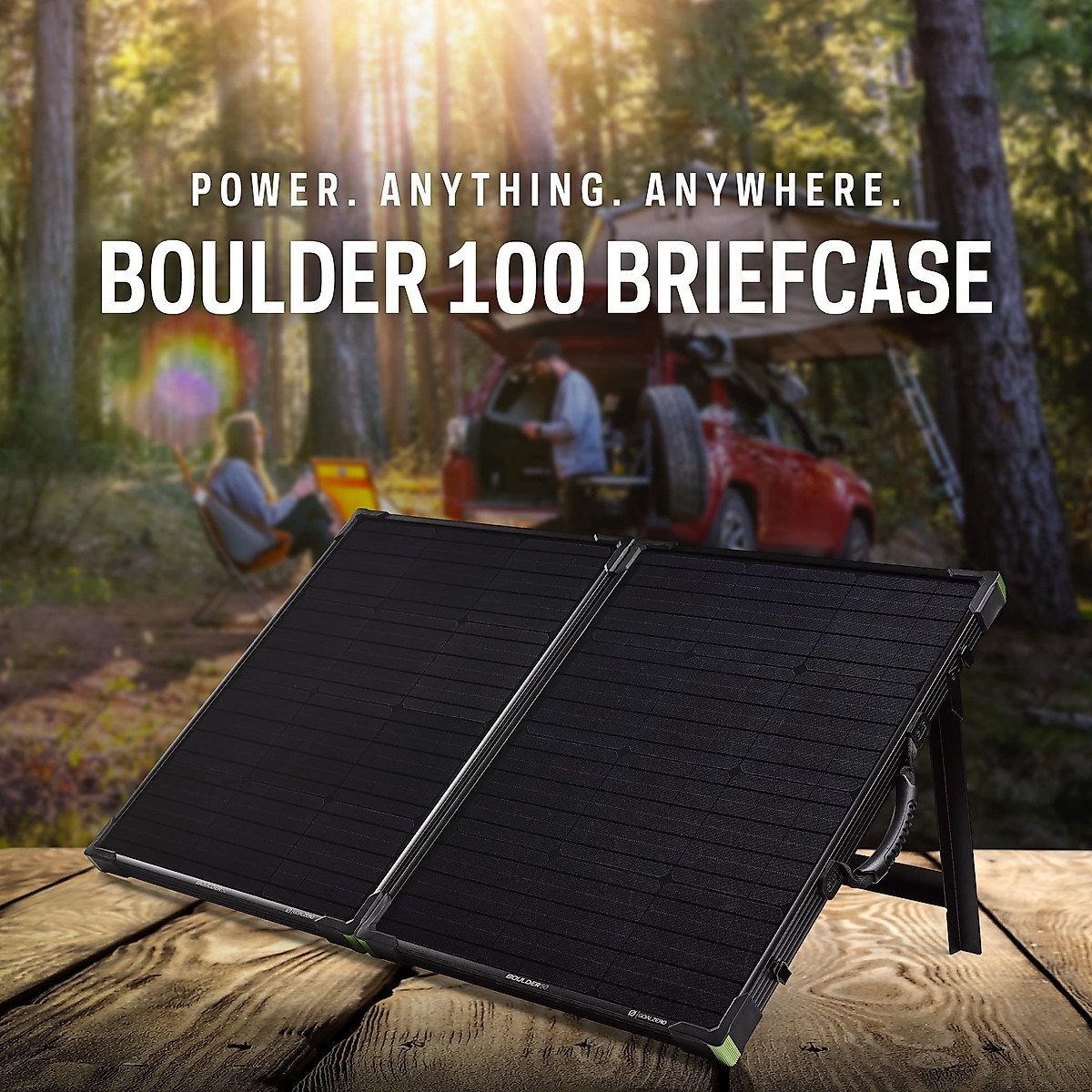 Goal Zero Boulder 100 Solar-Panel Briefcase Charging Kit, 12-Volt Battery Charger, Portable Solar-Panel Kit with 10-Amp Charge Controller, Flexible Solar-Panel Pair, and Customizable Connections