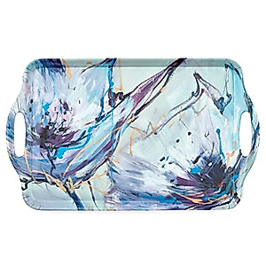 Pimpernel Blooms in Lilac Large Handled Tray | Serving Tray for Lunch, Coffee, or Breakfast | Made of Melamine for Indoor and Outdoor use | Measures 18.9" x 11.6" | Dishwasher Safe