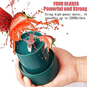 Portable Blender Food-grade Material 10 Oz for Juice Shakes and Smoothie USB Rechargeable Powerful for Home, Sports, Office,Travel Personal Mixer Cup with Cup Brush(Green)