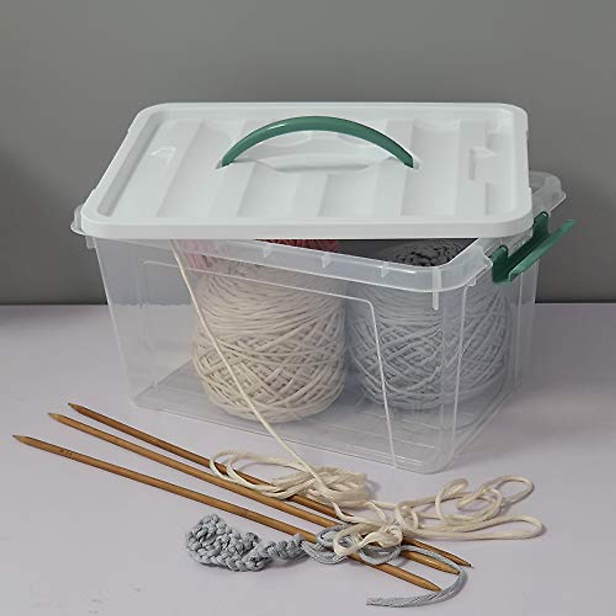 Gloreen 14 Quart Clear Storage Bins with Lid and Handle, Multipurpose Stackable Plastic Storage Latches Box/Containers
