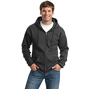 PORT AND COMPANY Tall Full Zip Hooded Sweatshirt (PC90ZHT) Charcoal, 3XLT