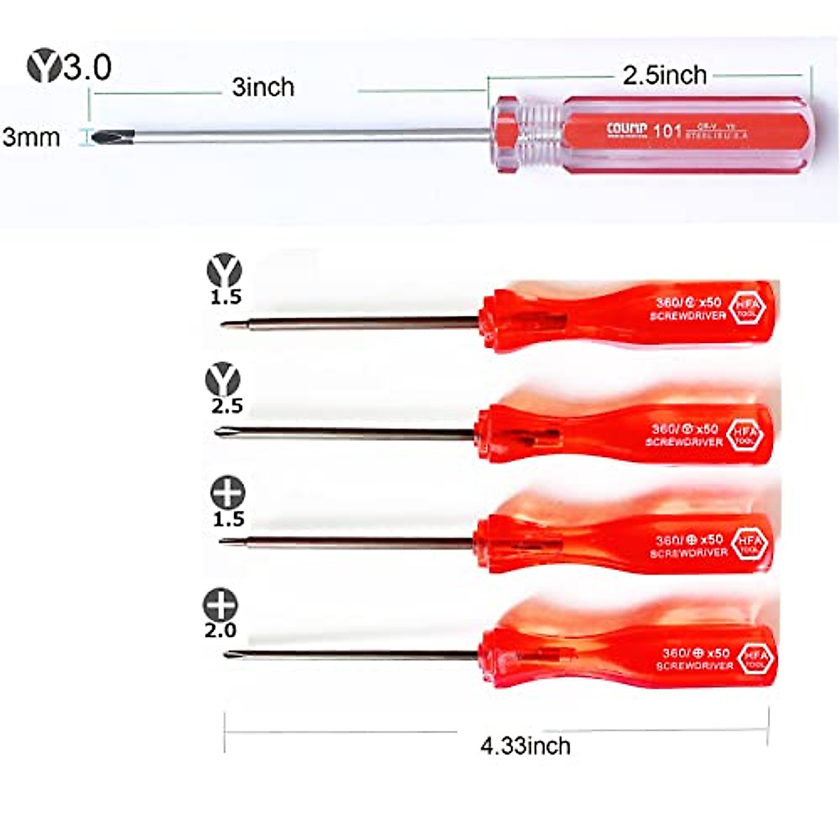 SKZIRI 5in1 Triwing Screwdriver Set Y1.5 2.5 3.0 3 point Screwdriver and Phillips PH00 PH000 Screwdriver Repair Tool Kit for Switch Lite Joycon Wii DS Lite DSi 3D S GBA SP NDS