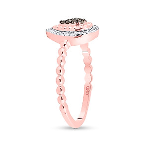 The Diamond Deal 10kt Rose Gold Womens Round Brown Diamond Teardrop Ring 1/5 Cttw