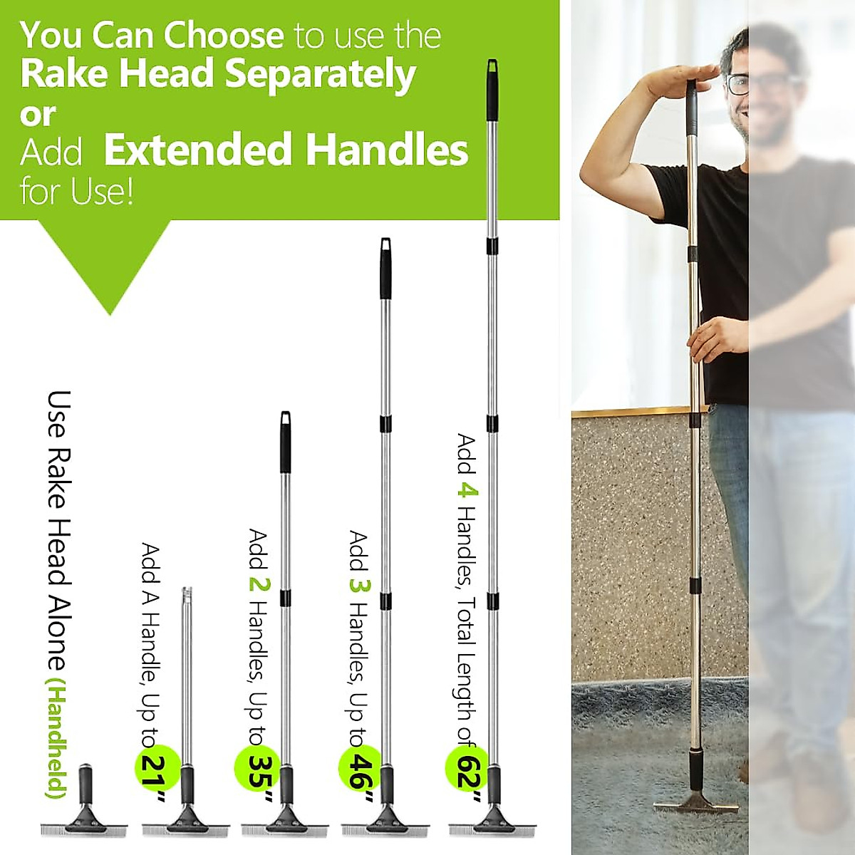 Carpet Rake - Carpet Rake for Pet Hair Removal - Carpet Brush Carpet Broom for Fluffy Rug - Carpet Hair Removal Tool, Pet Hair Carpet Rake, Rug Rake for Carpets for Pet Hair Rake for Carpet Cleaning