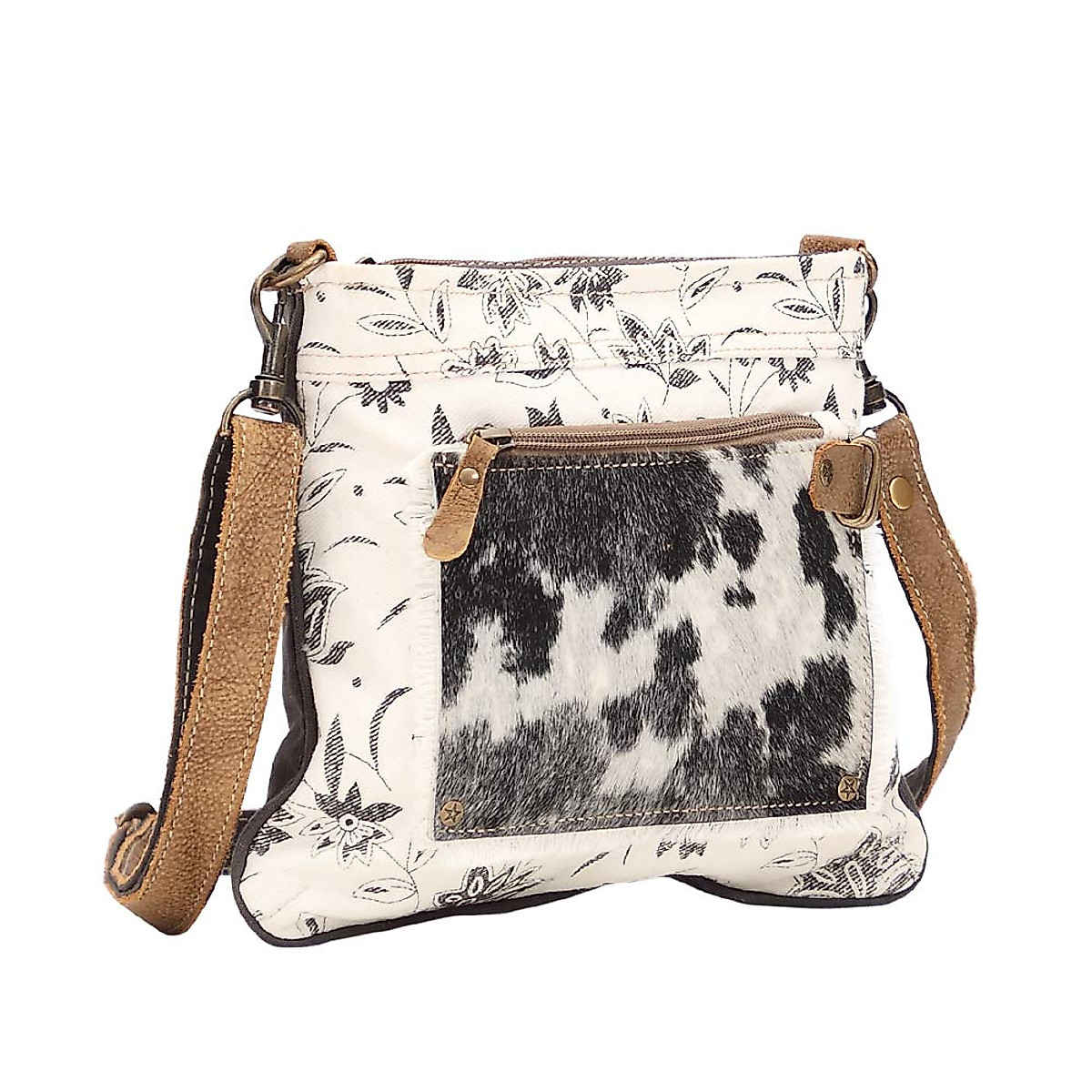 Myra Bag Canna Upcycled Canvas & Cowhide Crossbody Bag S-1481