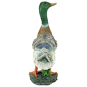 Design Toscano QM18989 Mallard Duck Animal Garden Statue, 13 Inch, Polyresin, Full color