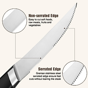 HAUSHOF Steak Knives Set of 6, German Stainless Steel Premium Serrated Steak Knife Set with Gift Box, Full Tang Design with Ergonomic Handle, Gifts Knife Set for Dad, Mom, Husband and Wife