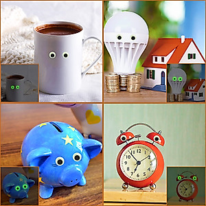 UPINS 300Pcs Googly Wiggle Eyes Self Adhesive, Glowing in Dark Eyes for Crafts Sticker 10 mm Sparkle Wiggle Eyes Suitable for Handicrafts DIY Halloween Christmas