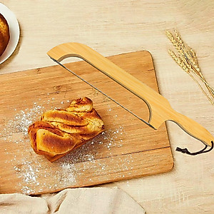 AmaCielo Bread Bow Knife, Bread Knife for Homemade Bread, 16.5 Inch Wooden Double-Sided Serrated Bread Slicer, Bread Cutter for Sourdough, Bagels, Baguettes, Premium Stainless Steel