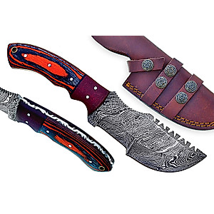 Smart & Sharp Custom Handmade Damascus Steel Hunting Knife/Tracker Knife SS-17332 (Black and Orange)