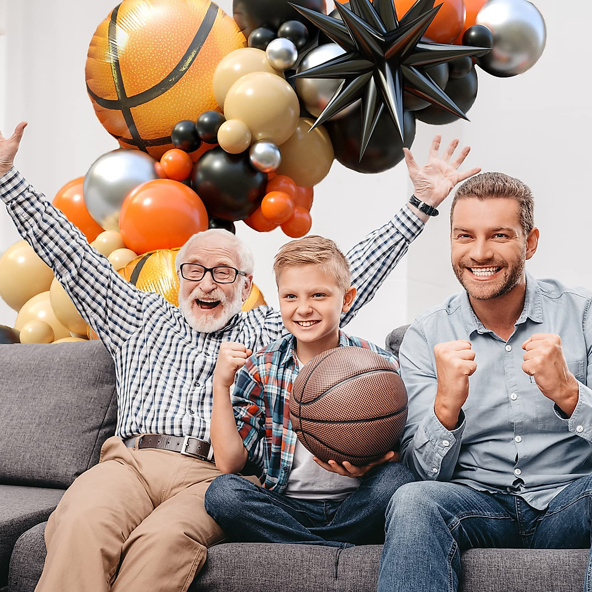 Basketball Balloon Arch Garland Kit, 100Pcs Basketball Party Balloons Orange Black Balloon Garland for Boys Birthday Party Sports Party Gender Reveal Graduation with 4D Balloons
