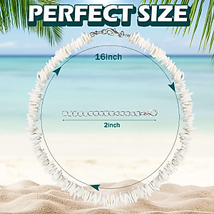 Tondiamo 3 Packs White Puka Shell Necklace Adjustable Seashell Necklace Summer Beach Surfer Sea Shell Beach Choker Jewelry(16 Inch)