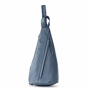 The Sak Geo Sling Backpack in Leather, Convertible Design, Maritime