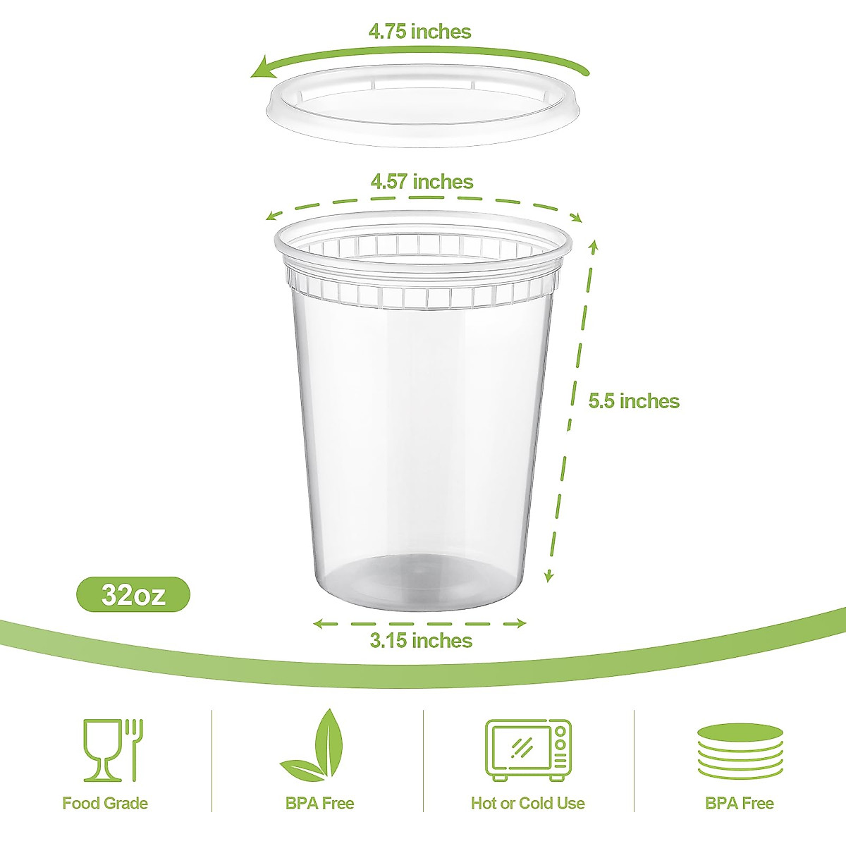 AOZITA 20 Sets 32 oz Plastic Deli Food Containers With Lids, Airtight Food Storage Containers, Freezer/Dishwasher/Microwave Safe, Soup Containers For Takeout Meal Prep Storage