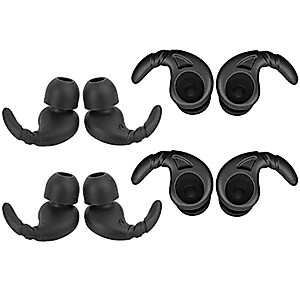 JNSA Replacement Anti Slip Ear Tip Sports Earbud Stabilizers Ear Hooks Fins Wing Noise Isolation Ear Tips Compatible with 3.8mm - 6mm Earbuds Nozzle Diameter in-Ear Earphones ，4 Pairs Set Black