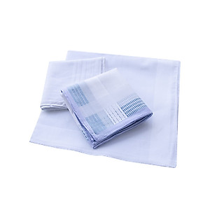 CoCoUSM Assorted Pack of Mens Classic Striped Border Cotton Handkerchiefs White 6PCS
