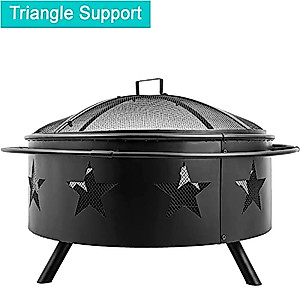 LMRSTOO Fire Pit 36inch for Outside Wood Burning Heavy Duty Fire Pits Firepit for Outdoor with Spark Screen & Waterproof Cover & Poker for Patio Fireplace Garden Picnic Backyard Camping Bonfire