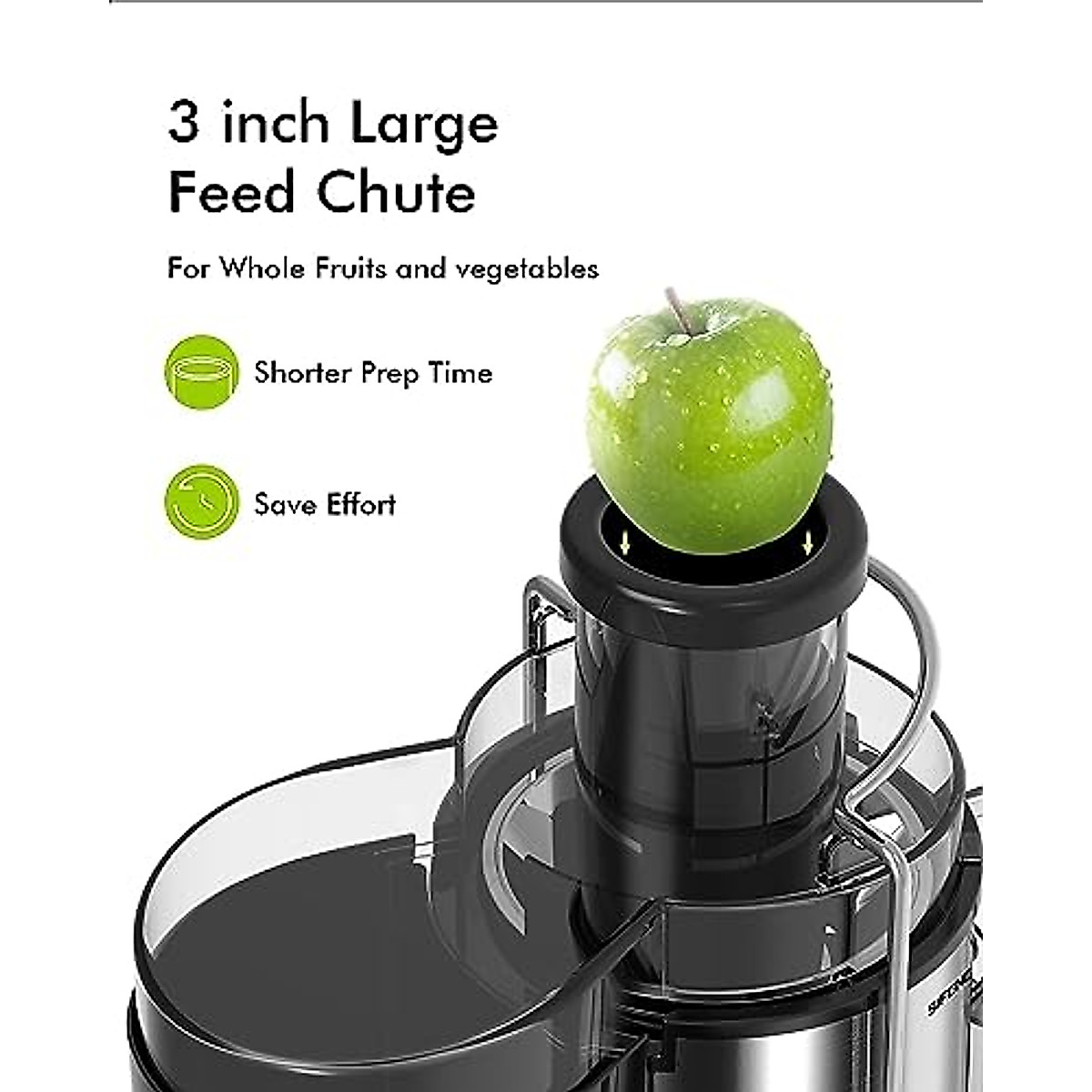 Juicer Machine, SiFENE 500W Centrifugal Juicer Extractor with 3" Wide Feed Chute for Vegetable and Fruit, Juice Maker with 3-Speed Setting, Easy to Clean, BPA Free, Stainless Steel