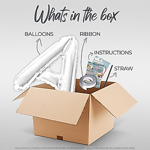 Letter Balloons - ENGAGED 16" Inch Alphabet Letters Foil Mylar Balloon Engagement Party, Bridal Shower or Wedding Party Banner (White)