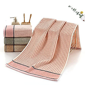 Pidada Hand Towels Set of 2 100% Cotton Striped Pattern Absorbent Soft Decorative Towel for Bathroom 13.4 x 29.1 Inch (Pink)