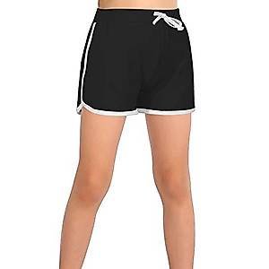 GORLYA 2 Pack Girl's Active Wear Play up Workout Gym Athletic Sport Running Casual Dolphin Shorts (GOR1044, 11-12Y, Black+Gray)