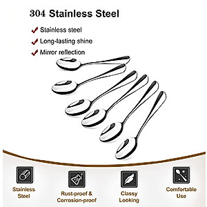 yasheng Mini 18/10 Stainless Steel Bistro Spoon 12.5 cm (4.9 Inch), Set of 6