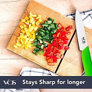 Vos Ceramic Paring Knife - Ceramic Knife 4 Inch Zirconia Blade With Sheath Cover - Handle Fruit and Vegetables Kitchen Knife (Green)