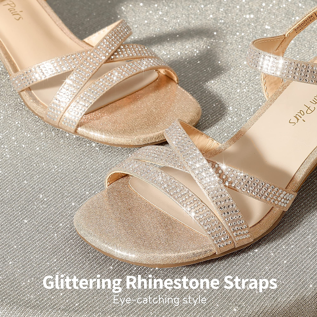 DREAM PAIRS Girls Sandals Low Heel Dress Open Toe Sandals Flower Wedding Party for Little Kid/Big Kid SDSD2315K Size 2 Little Kid Gold