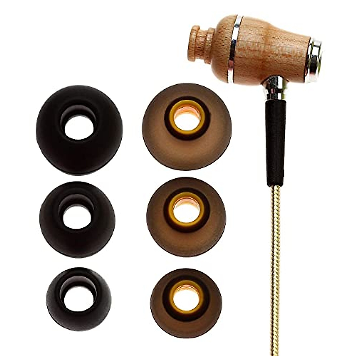 Symphonized NRG 2.0 Wood Earbuds Wired, in Ear Headphones with Microphone for Computer & Laptop, Noise Isolating Earphones for Cell Phone, Ear Buds with Booming Bass (Gold)