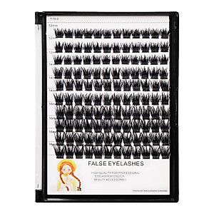 Bodermincer 120 Cluster 10-12-14mm/12-14-16mm/16-18-20mm Mixed Length Lash Cluster Eyelash Extension Natural 3D Russian Volume Faux 3D Effect Glue Bonded Cluster Eyelashes (M01# 12-14-16mm Mixed)