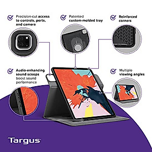 Targus VersaVu iPad Pro 12.9" Case for 6th Gen|5th Gen|4th Gen|3rd Gen iPad Pro (2022|2021|2020|2018) Premium iPad Pro Case with 360° Rotation, iPad Pro Case, Black iPad 12.9 Pro Case (THZ775GL)