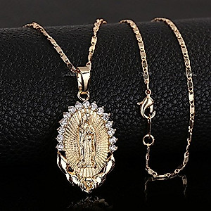 AOASK Women Crystal Rhinestone Christian Jewelry Virgin Mary Pendant Necklace