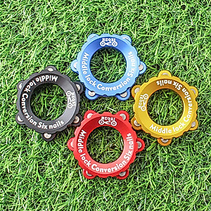 UXELY Bicycle Center Lock 6-Bolt Disc Brake Rotor Adapter, Middle Lock Disc Brake Conversion Seat for Mountain Bikes, Bike Hub Adapter, Centerlock Adaptor 6-Hole Including Lock Ring