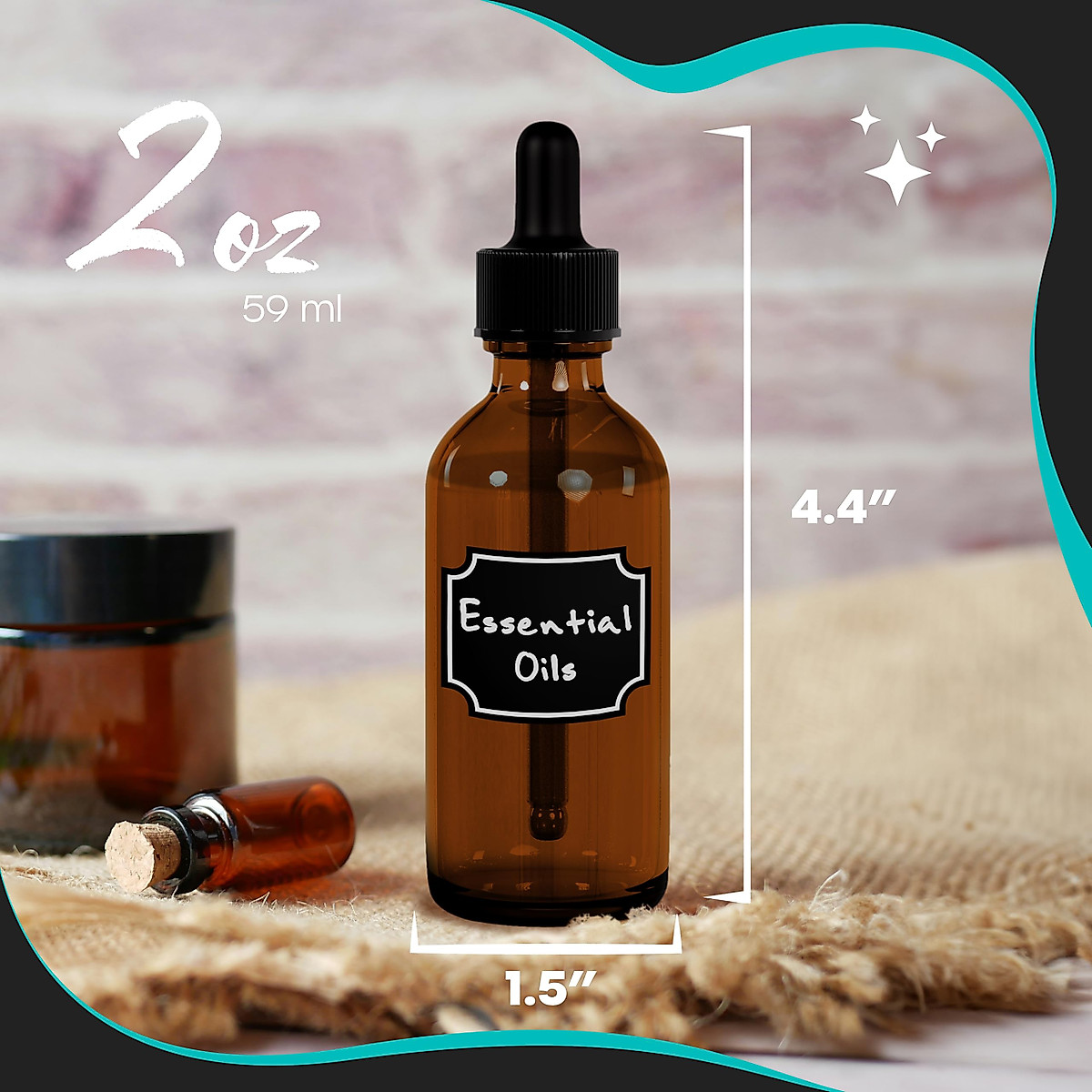 Nevlers 24PK 2 Oz Amber Glass Dropper Bottle |Leakproof Bottle with Dropper Set| Amber Glass Dropper Bottles Useable as Oil Dropper Tincture Bottles, Medicine Droppers, Travel Dropper Bottle & More