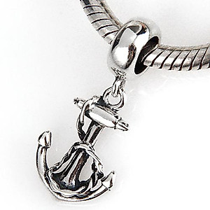 Anchor Charm 925 Sterling Silver Sailor Charm USN Charm Sea Charm Birthday Charm Anniversary Charm for Pandora Charms Bracelet (A)