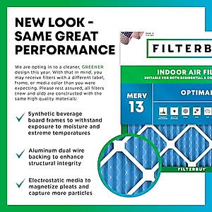 Filterbuy 20x25x5 Air Filter MERV 13 Optimal Defense (4-Pack), Pleated HVAC AC Furnace Air Filters for Amana, Coleman, Gibson, Goodman, York, and More (Actual Size: 20.18 x 25.31 x 5.25 Inches)