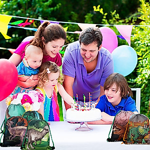 Weewooday 20 Pcs Dinosaur Party Favor Bags Drawstring Gift Goodie Treat Bag Dinosaur Candy Party Supplies Backpack for Birthday Candy Decoration(Bright Style)