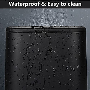 Trash Can, 10 Liter / 2.4 Gallon Plastic Slim Garbage Container Bin with Press Top Lid, Waste Basket for Kitchen, Bathroom, Living Room, Office, Narrow Place（Black）