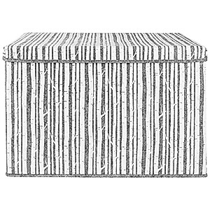 Sammy & Lou Birch Felt Toy Box; Collapsible; Gray, White; Two Handles; Hinged Lid; 22 in x 14.5 in x 15 in