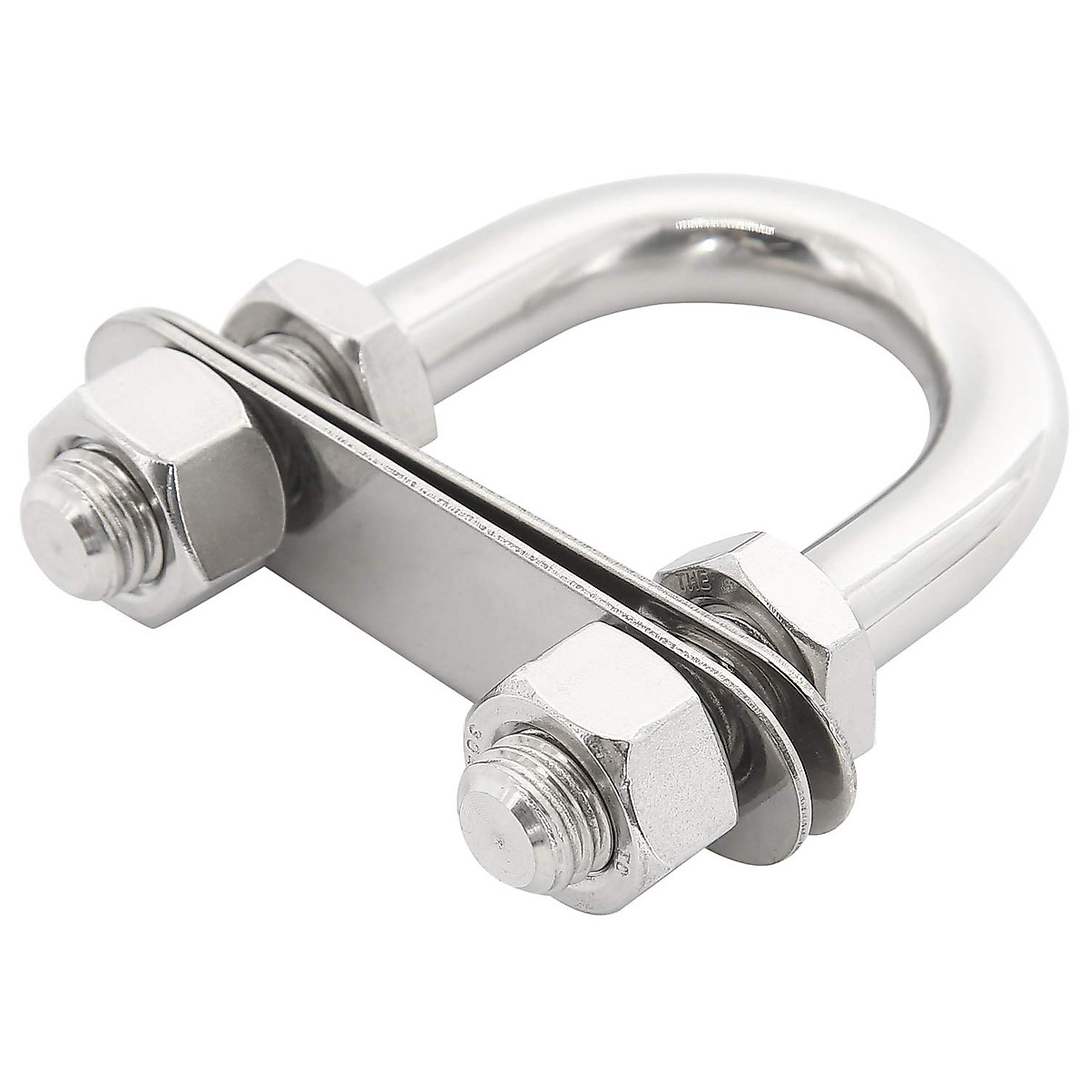 NovelBee 2pcs of Stainless Steel Stern Bow Eye Tie Down U Bolt with Hex Nuts and washers,Stock Dia. 3/7",Thread Length 1-1/4",Overall Length 3"