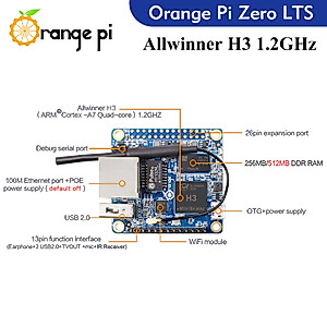 Orange Pi Zero LTS AllWinner H3 512MB Quad-Core, Open-Source Single Board Computer, Run Android, Ubuntu, Debian Image