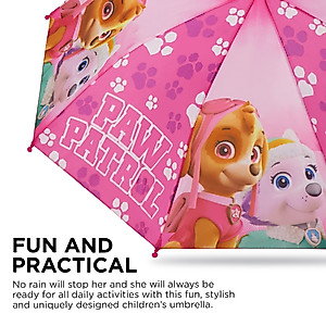Nickelodeon Umbrella and Poncho Raincoat Set, Paw Patrol Girls Rain Wear for Toddler 2-3 Or Kids 4-7, Dark Pink, 4-5 Years