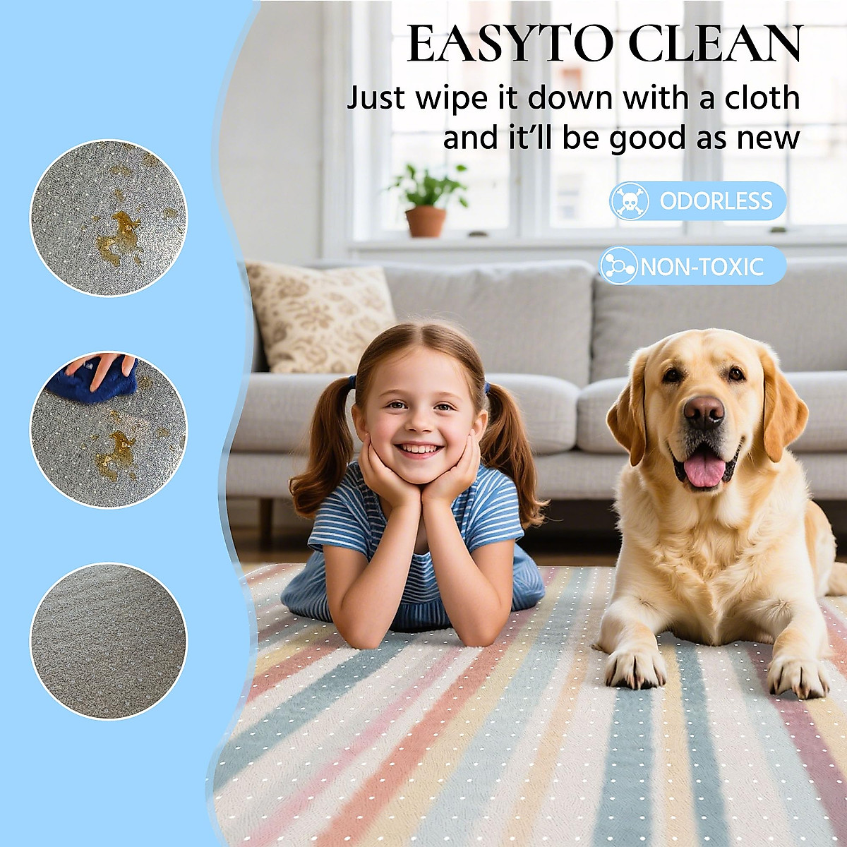 HOMEK Chair Mat for Carpeted Floors, 30” x 48” Transparent Thick Office Floor Mats for Low Pile Carpet Floors