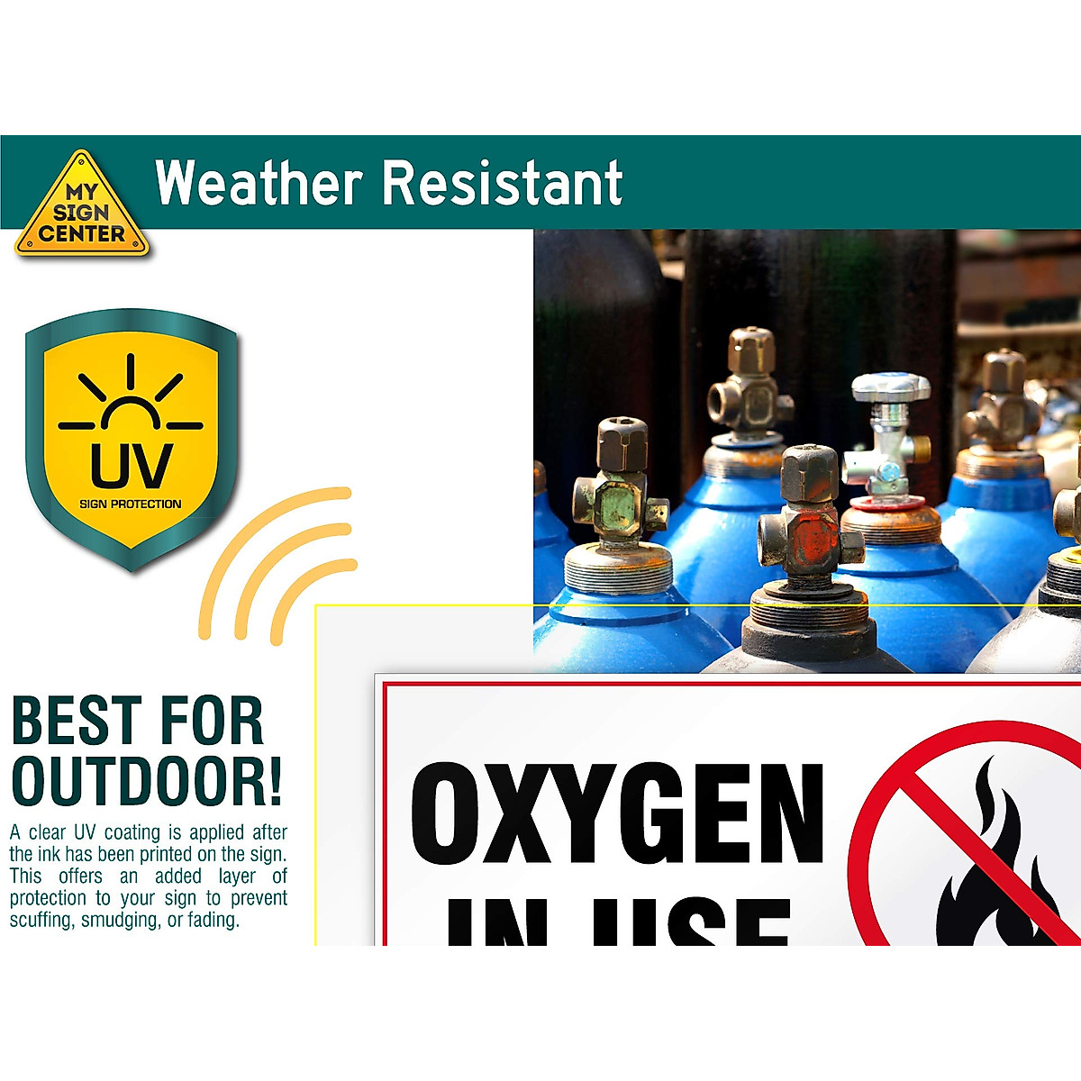 (2 Pack) Oxygen in Use No Smoking No Open Flames Decal Sign - 5"L x 3"W - Self-Adhesive 4 Mil Vinyl Decal - Indoor and Outdoor Use - 21157H2-VL-2