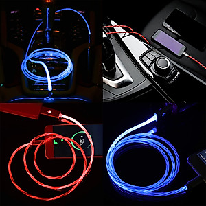 momen iPhone Charger Lighting Cables, 10ft Light Up Charging Cord with Switch Button for iPhone 14/13/12/11/X/8/7/6, iPad pro & More,LED Lighted USB Car Cable 2 Packs(Blue+Red)